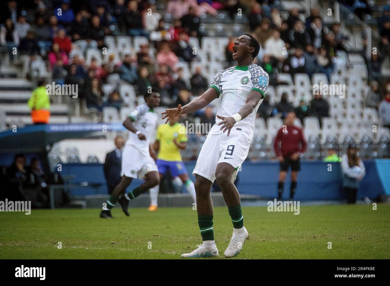 La Plata, Argentina. 27th May, 2023. Salim Fago Lawal of Nigeria reacts ...