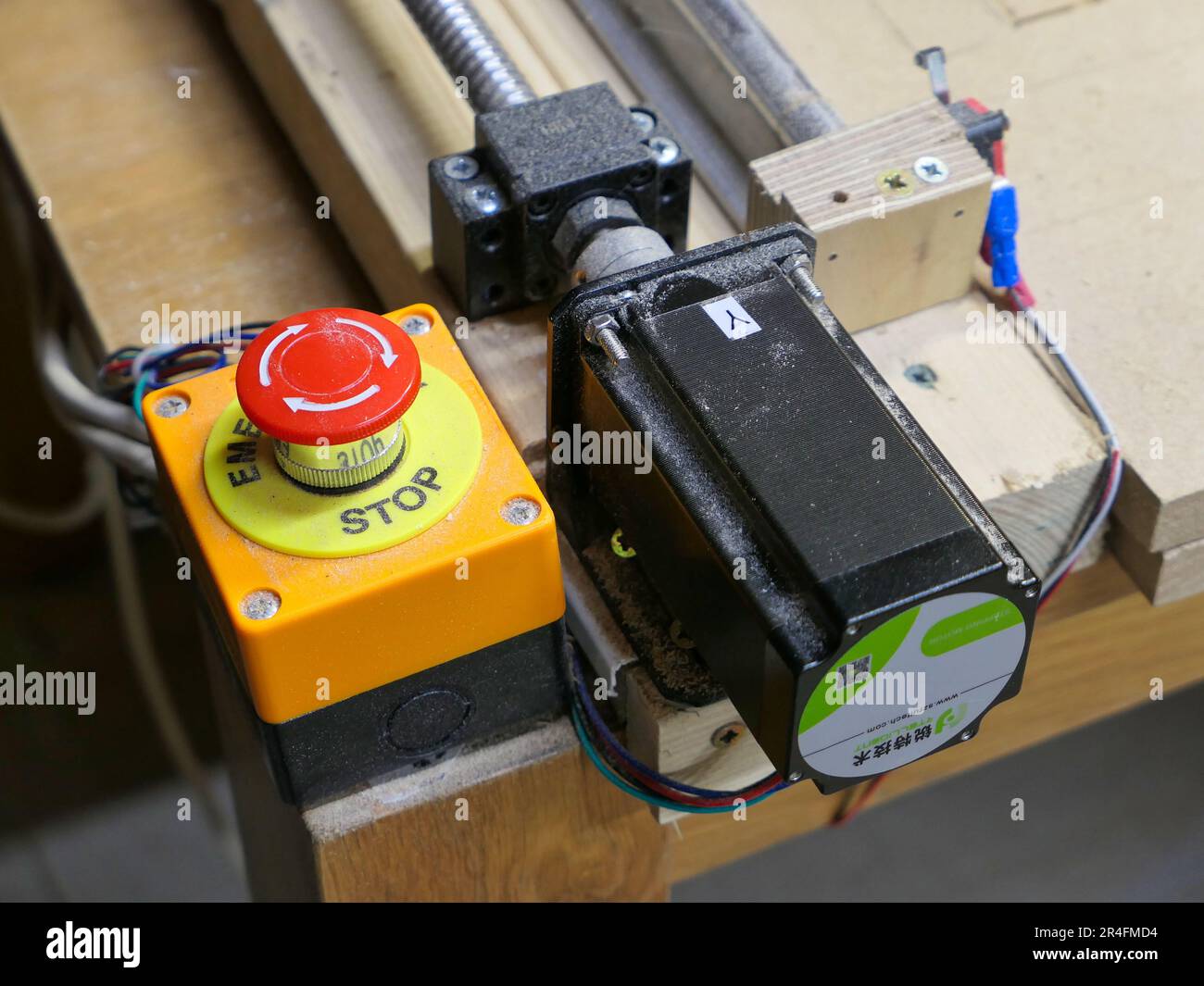 Stepper motor with emergency stop button Stock Photo - Alamy