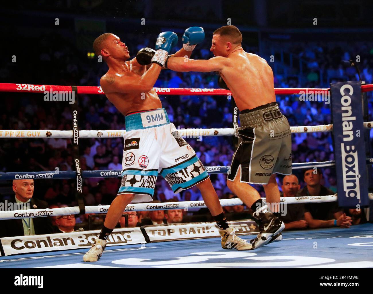 Nick Ball (right) in action against Ludlum Lamati during their WBC ...
