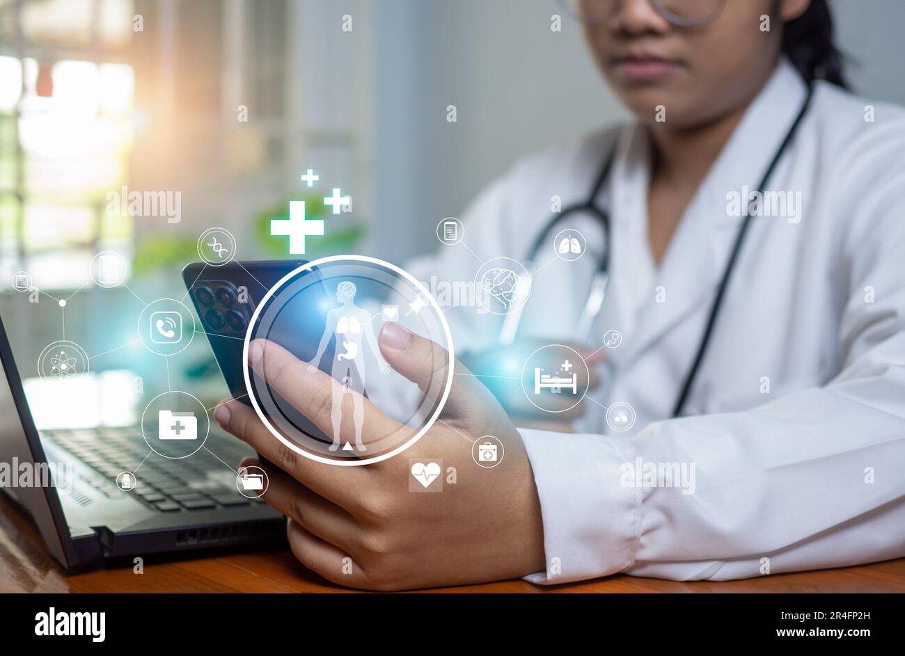 Doctors use smartphones and computers to research medical information ...