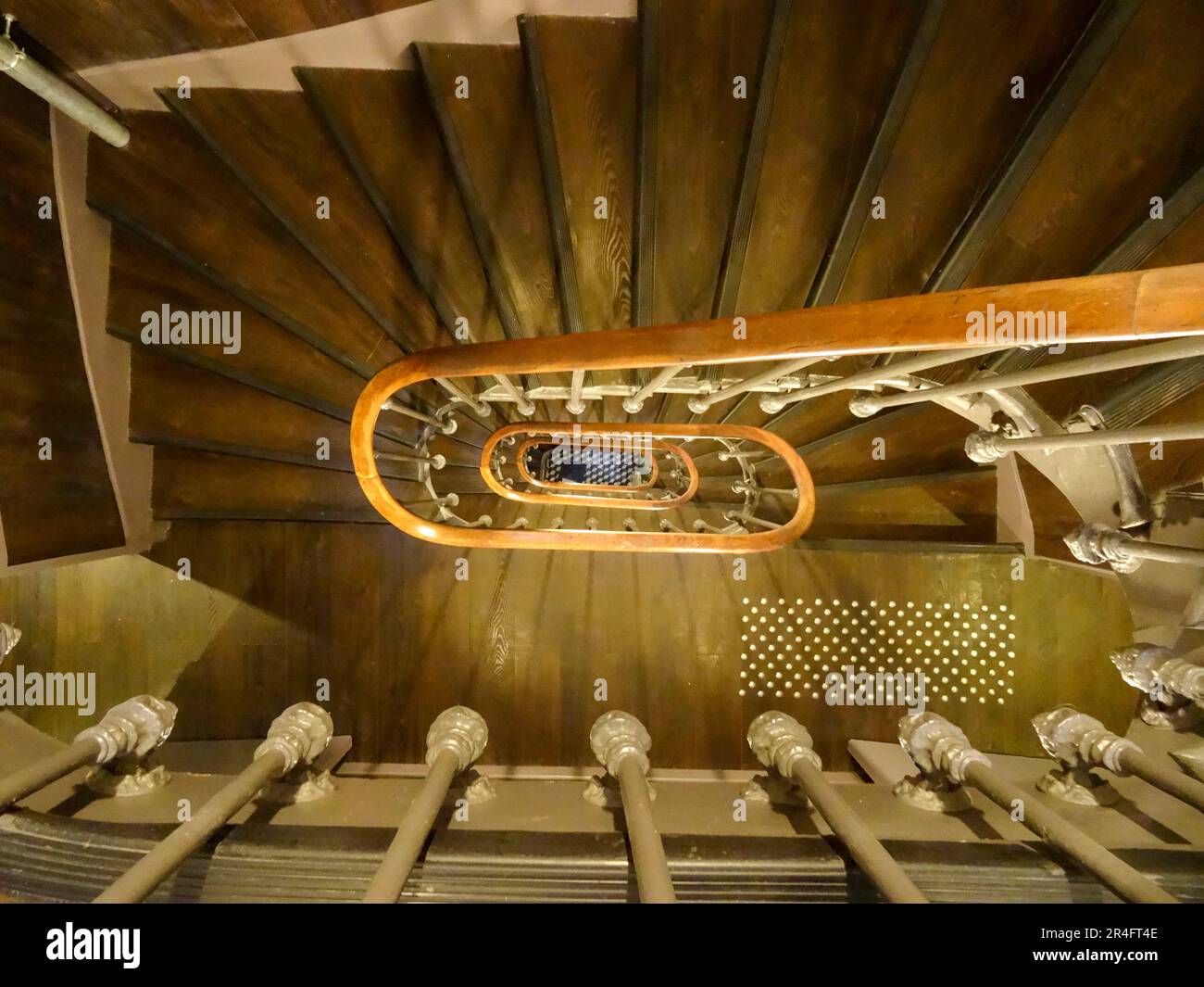 Multi-level architectural structural patterns featuring an attractive spiral staircase, Paris ...