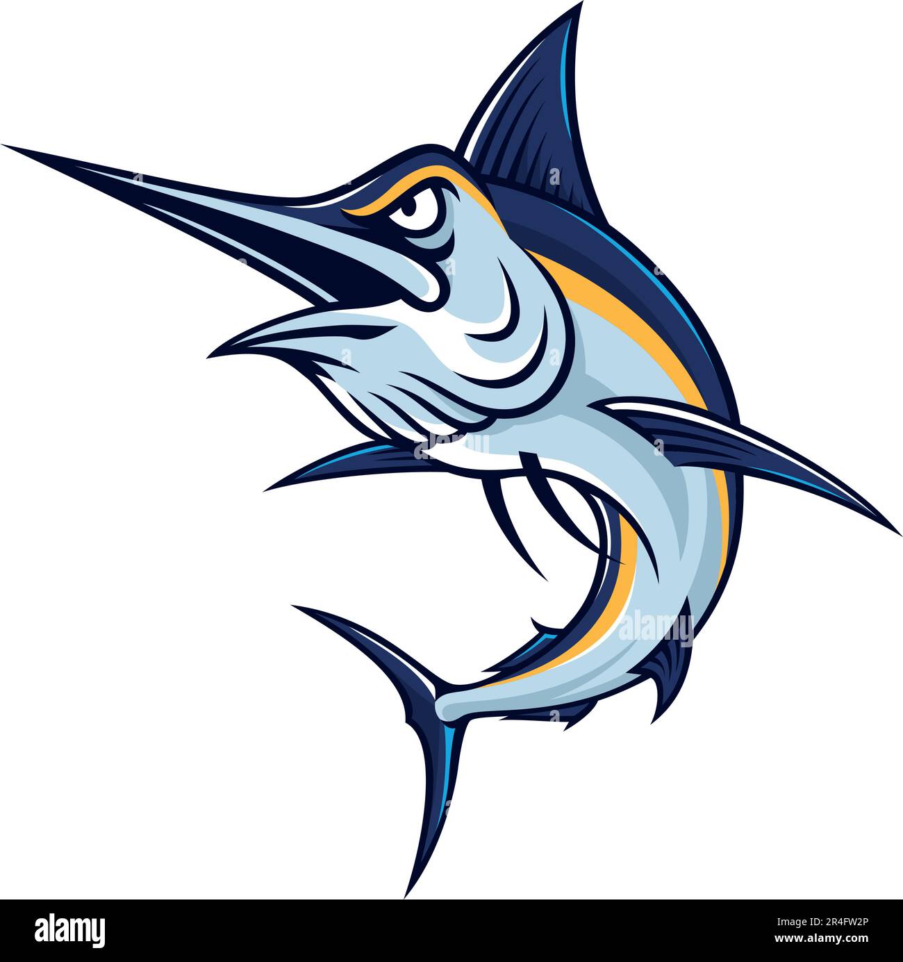 Angry Blue Marlin Fish Cartoon Character Design Stock Vector Image ...