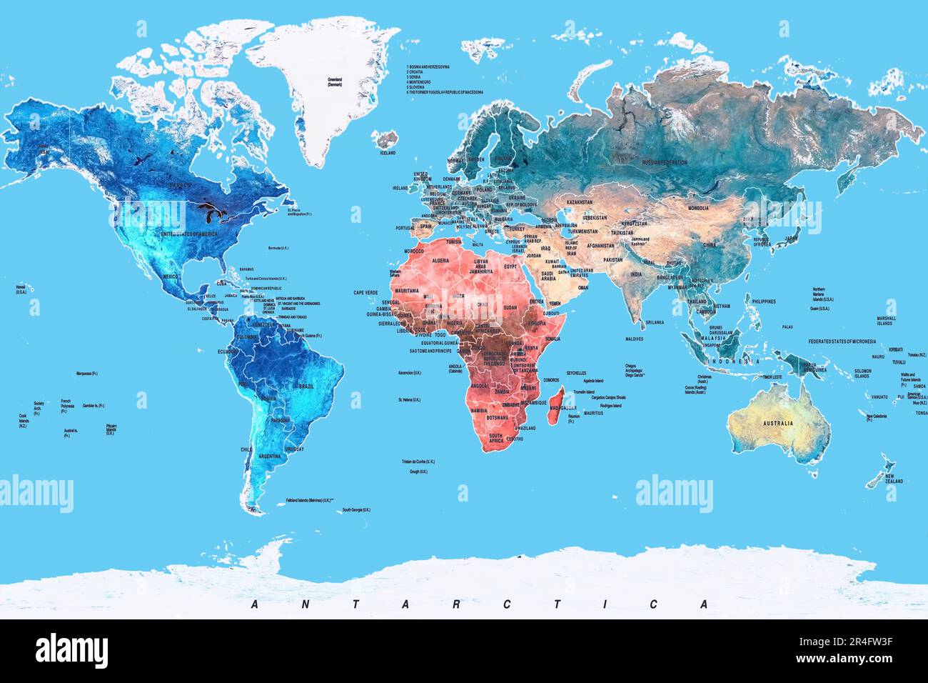Geographic map of the world hi-res stock photography and images - Alamy