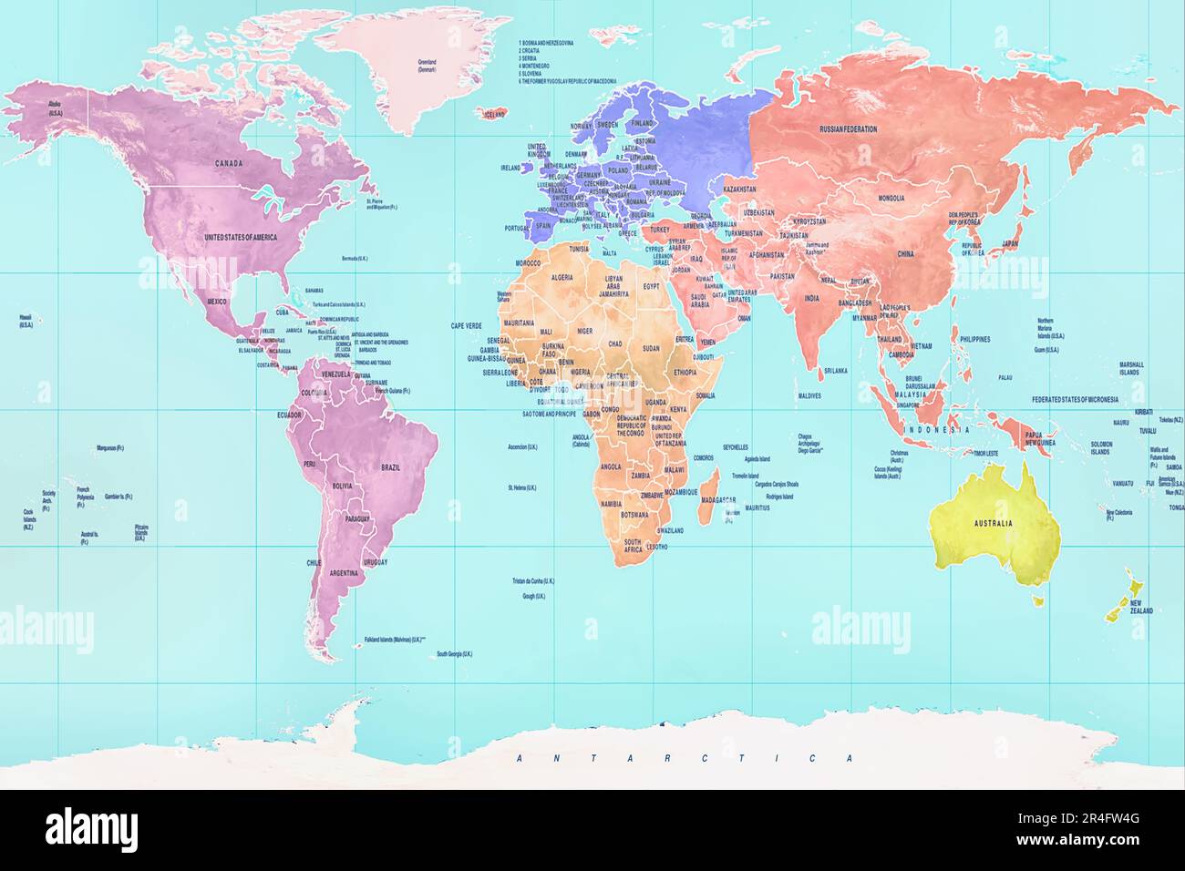 Geographic map of the world hi-res stock photography and images - Alamy
