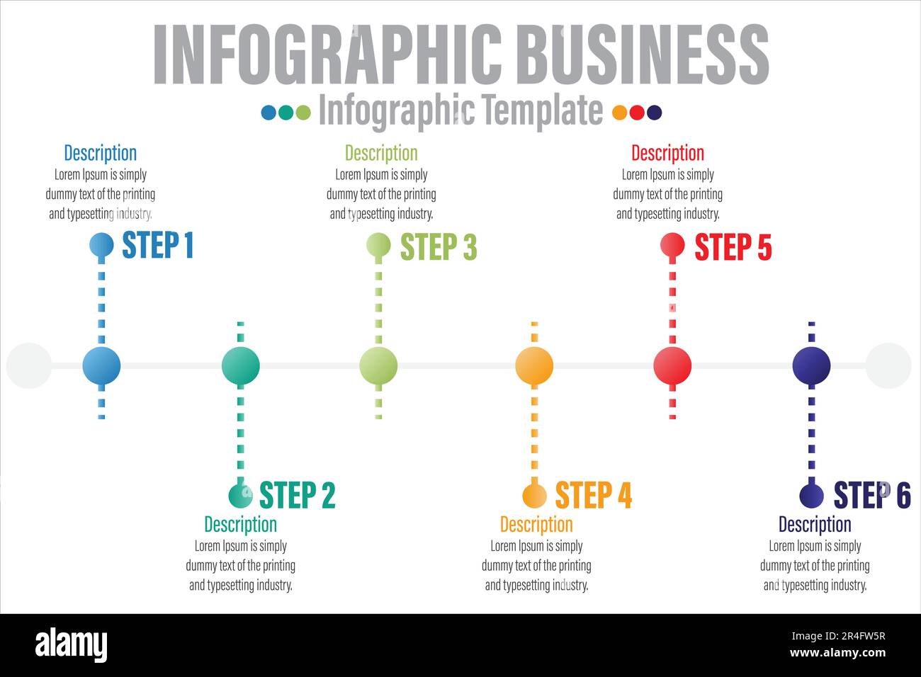 Six 6 Steps of business timeline infographic for data business ...