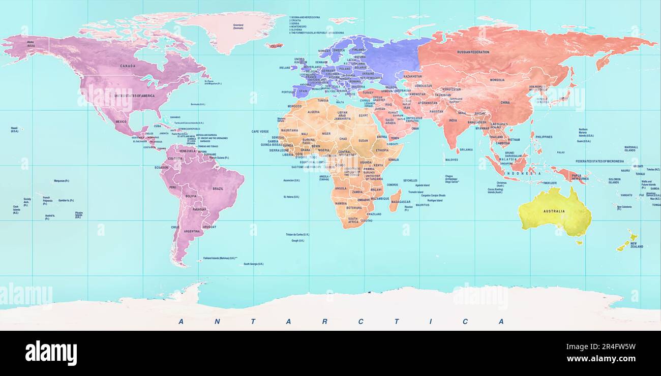 Geographic map of the world hi-res stock photography and images - Alamy