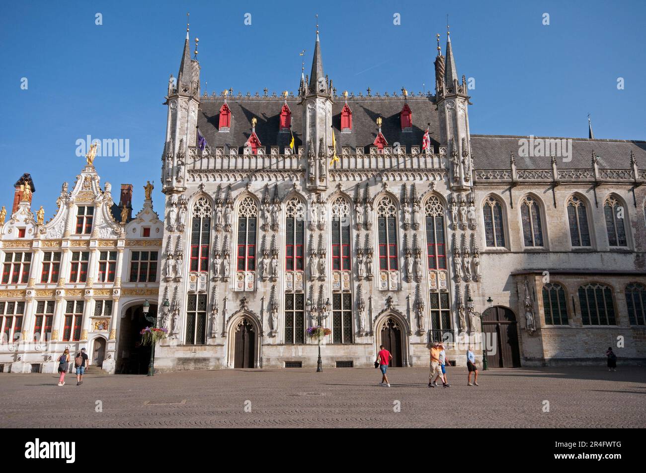 Stadhuis, City Hall (14th-15th century) in Burg Square, Bruges ...