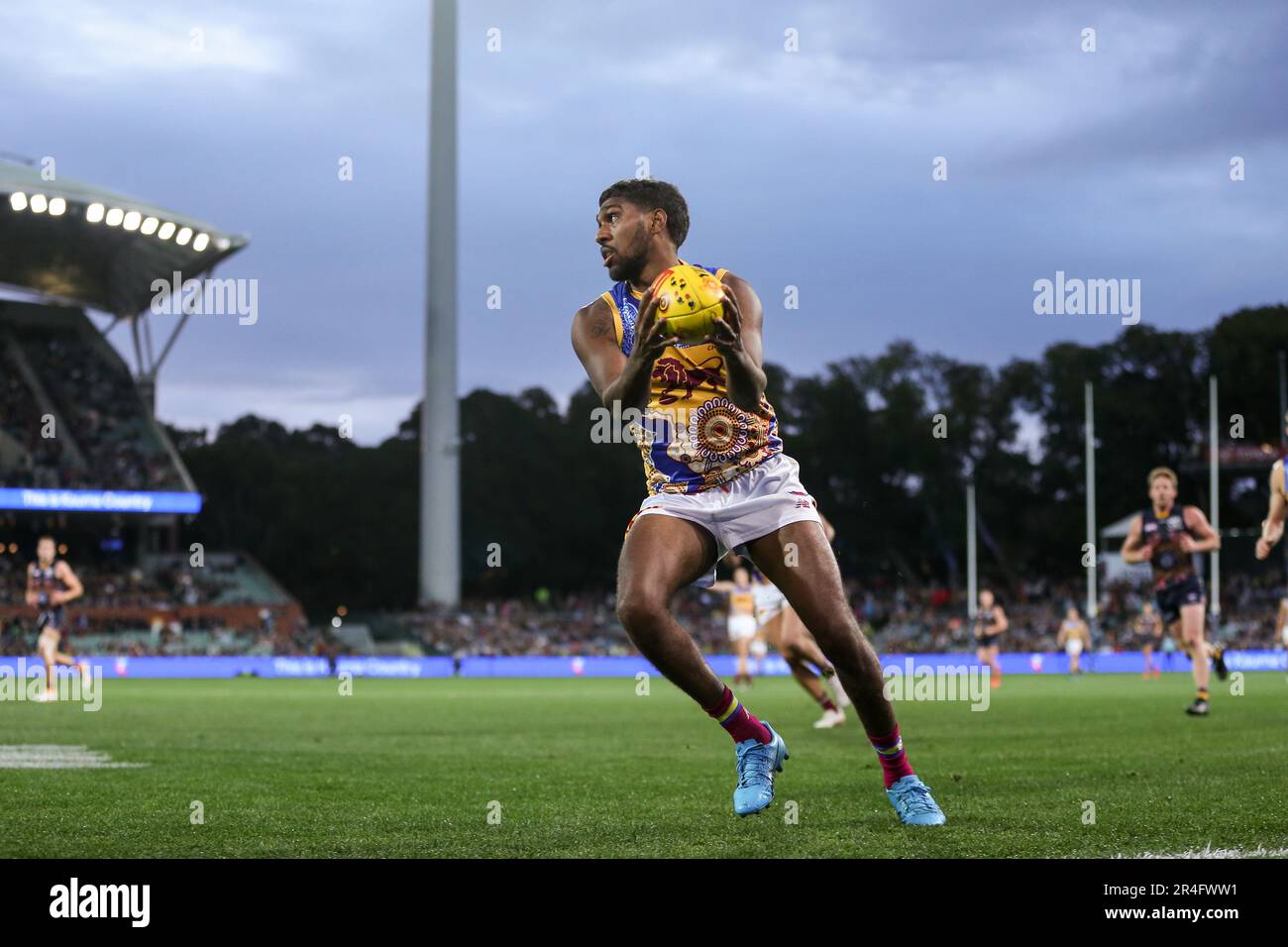 Adelaide, Australia. 28th May, 2023. Keidean Coleman of the Lions ...