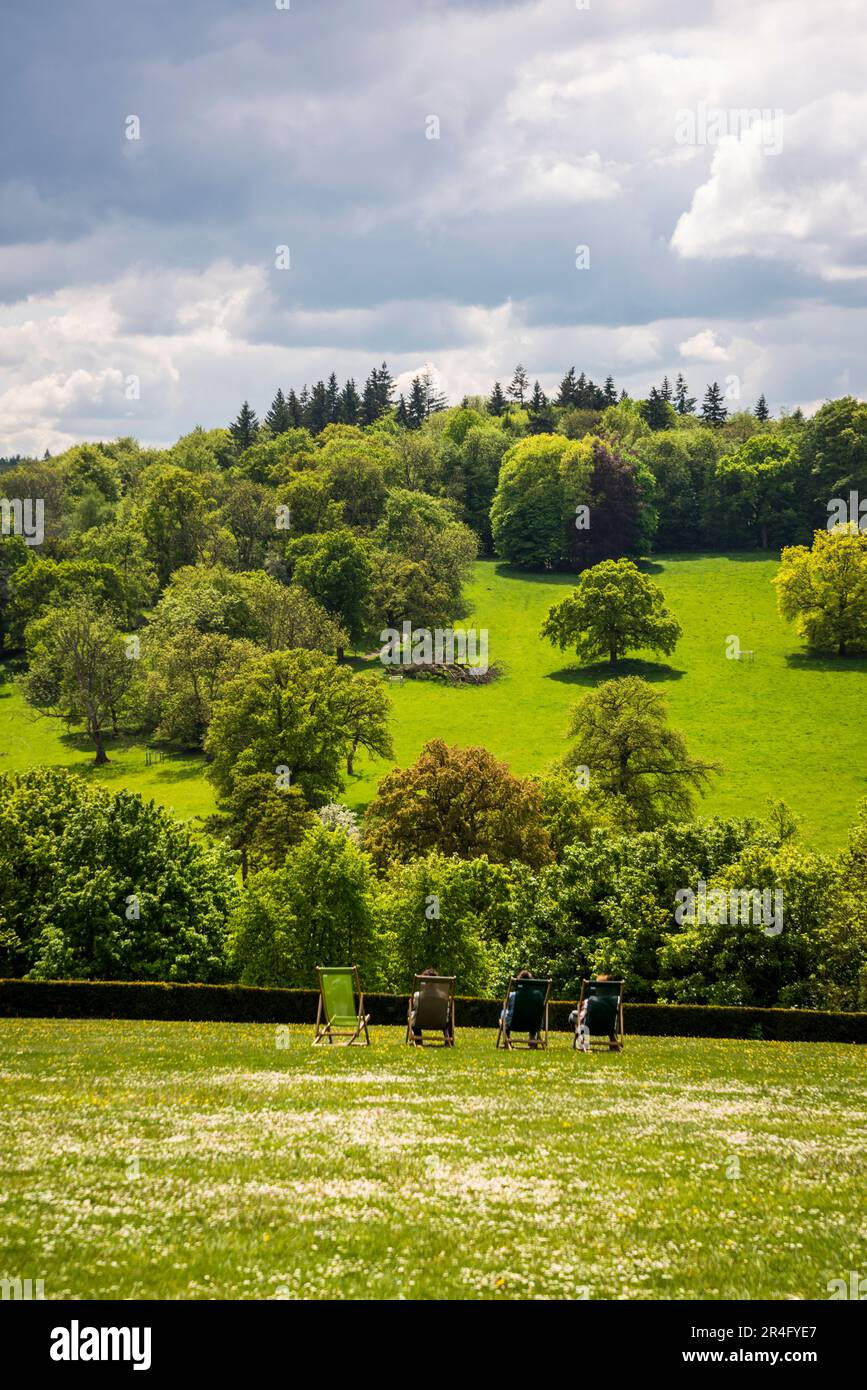 People in deckchairs enjoying the view of Surrey Hills Area of ...