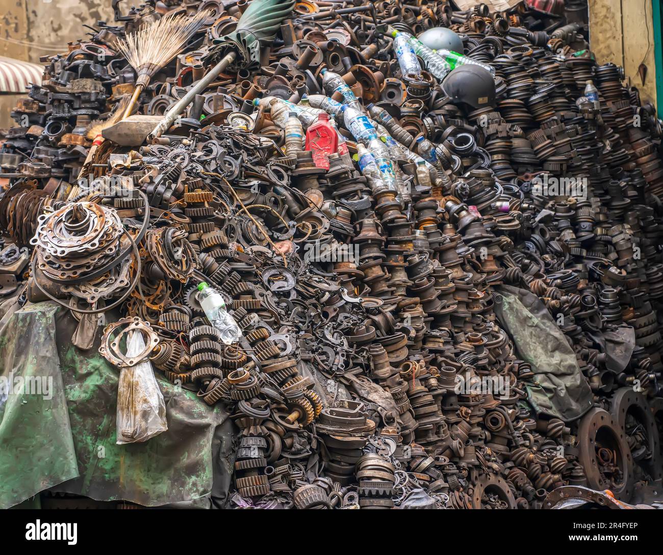 A pile of spare parts for broken machines, cars, motorcycles Stock ...