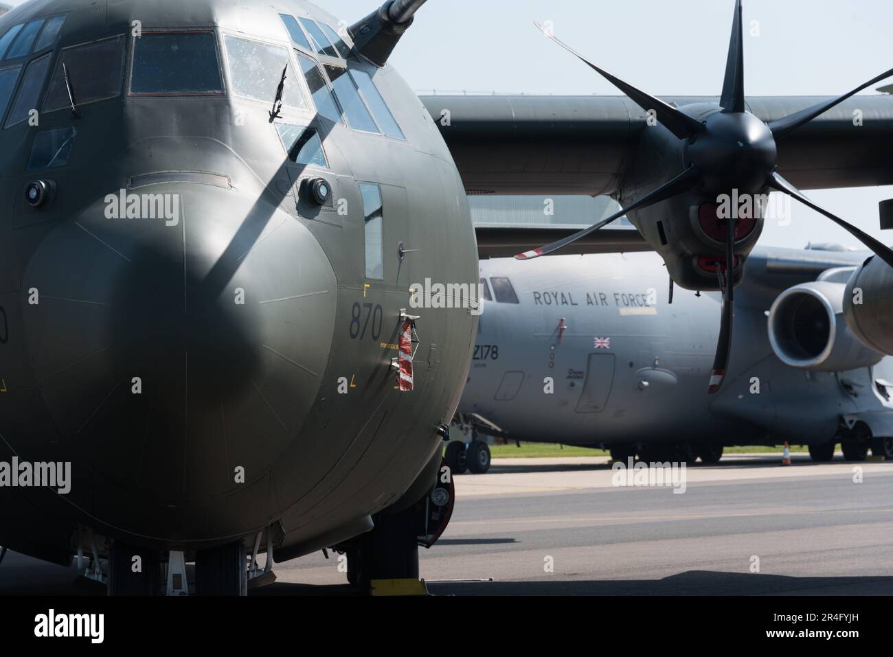 Lockheed C-130 Hercules and C-17 Globemaster at RAF Brize Norton Stock ...