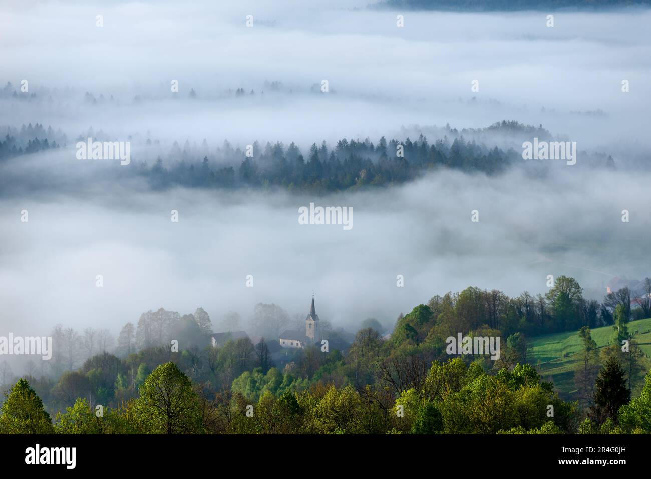 Fog and clouds after the rain, clouds and fog view Stock Photo - Alamy