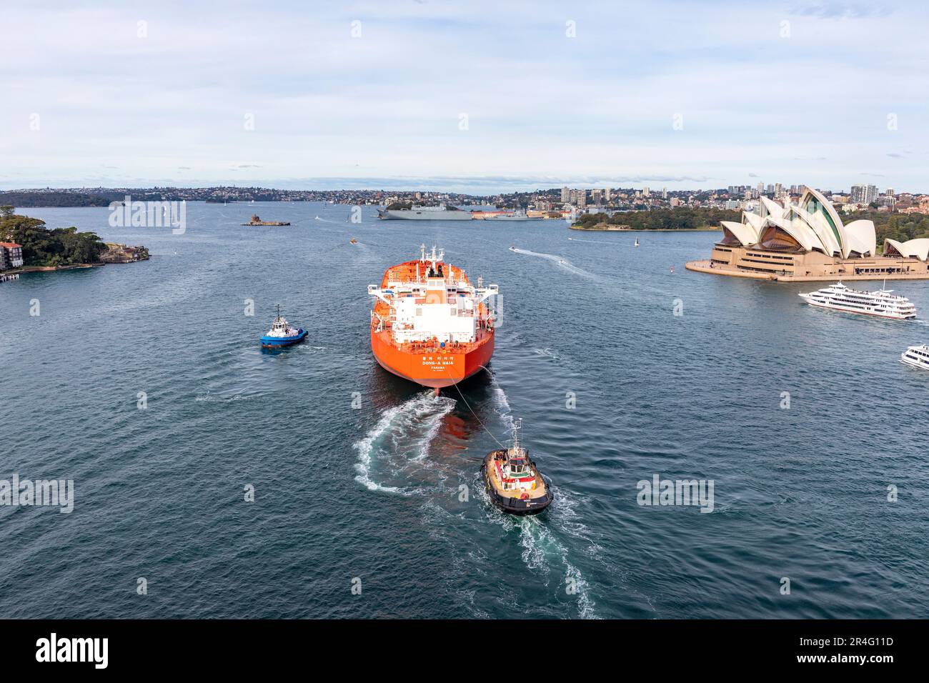 Sydney Harbour large oil tanker Dong a Maia travelling under Panama ...