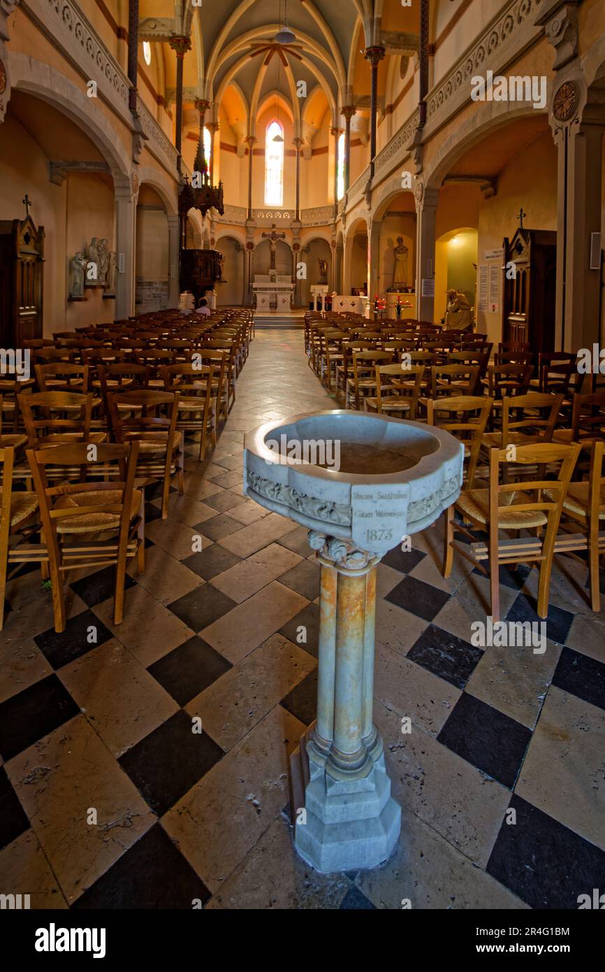 VIENNE, FRANCE, May 26, 2023 : Inside the pilgrimage chapel in honour ...