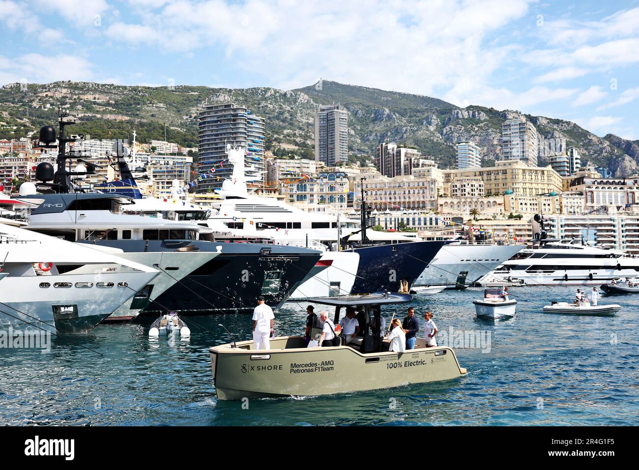 Monte Carlo, Monaco. 28th May, 2023. Mercedes AMG F1 boat in the ...
