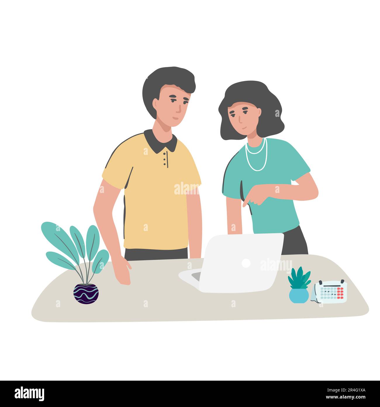 Elderly couple looking at laptop computer with smile in living room ...