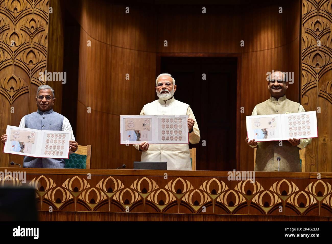 From left, Rajya Sabha Deputy Chairman Harivansh Narayan Singh, Prime ...