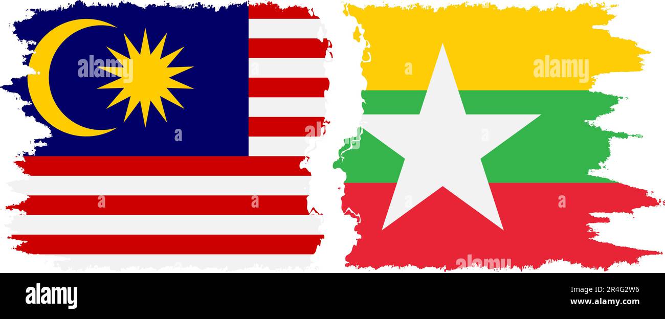 Myanmar and Malaysia grunge flags connection, vector Stock Vector Image ...
