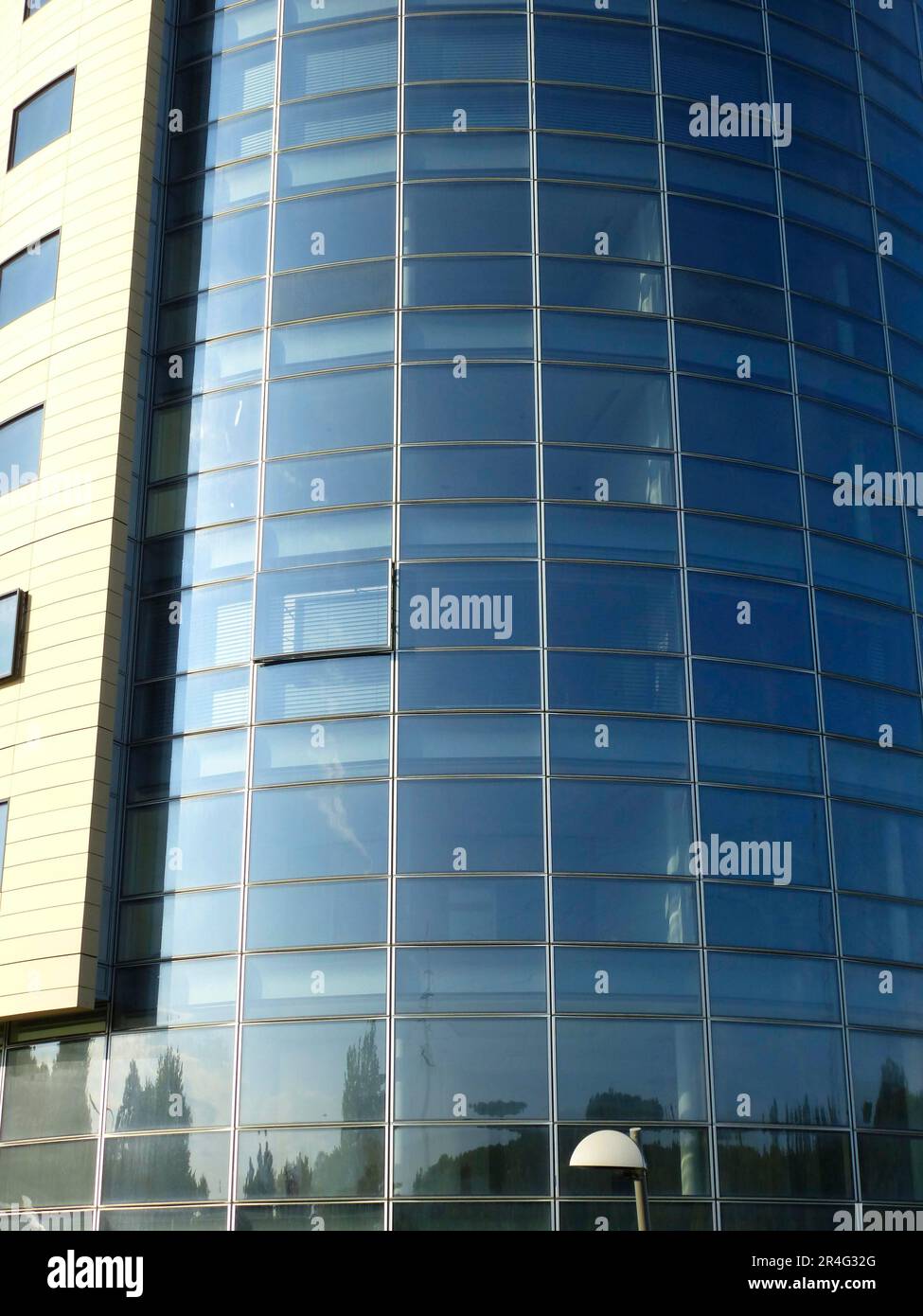 Round office tower in Muehlacker, glass tower, office building Stock ...