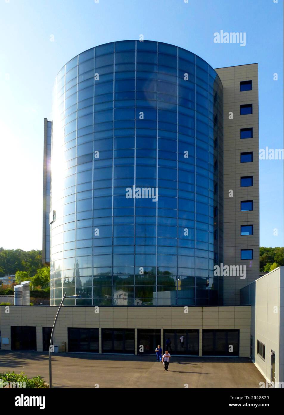 Round office tower in Muehlacker, glass tower, office building Stock ...