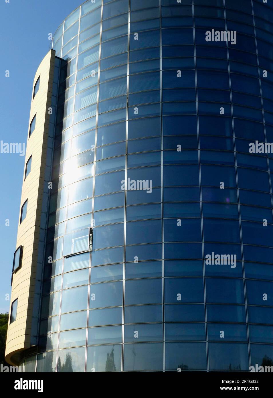 Round office tower in Muehlacker, glass tower, office building Stock ...