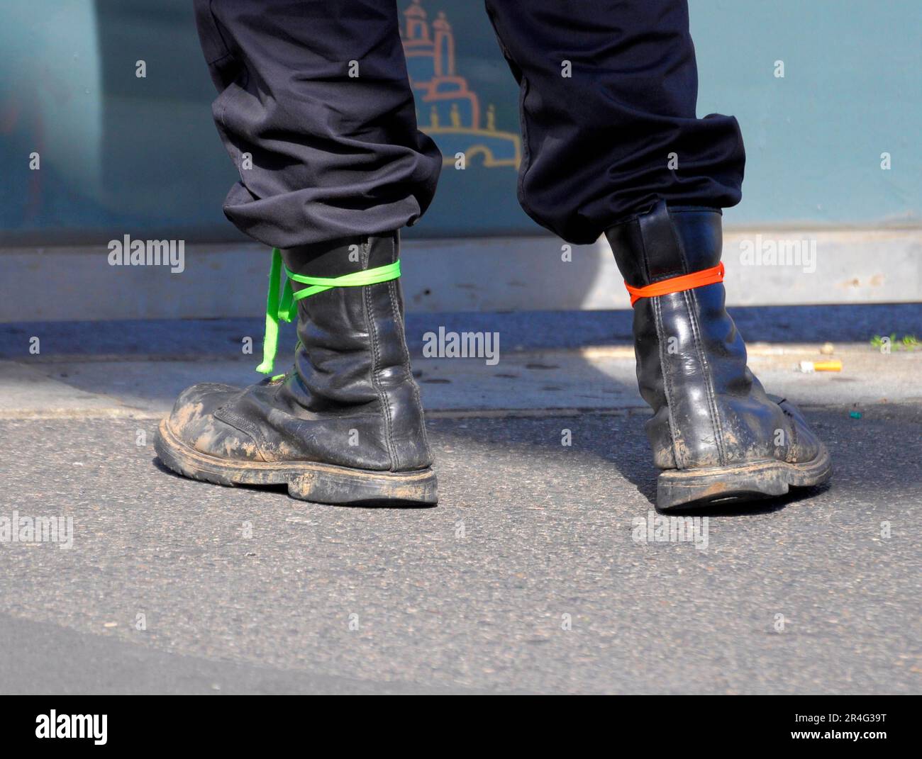 Man with Springer Boots Uncleaned Stock Photo - Alamy