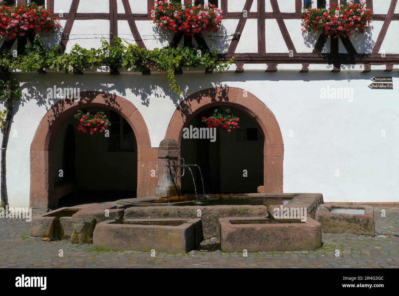 Historic village fountain in front of Leinsweiler town hall Stock Photo ...