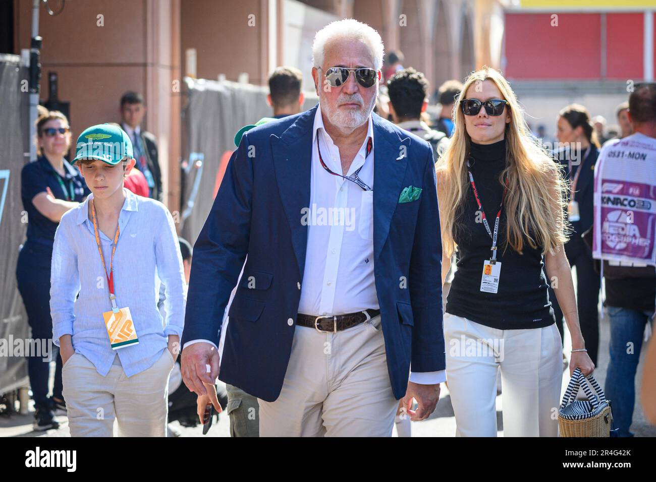 Executive Chairman of Aston Martin Lawrence Stroll (C) and his wife ...