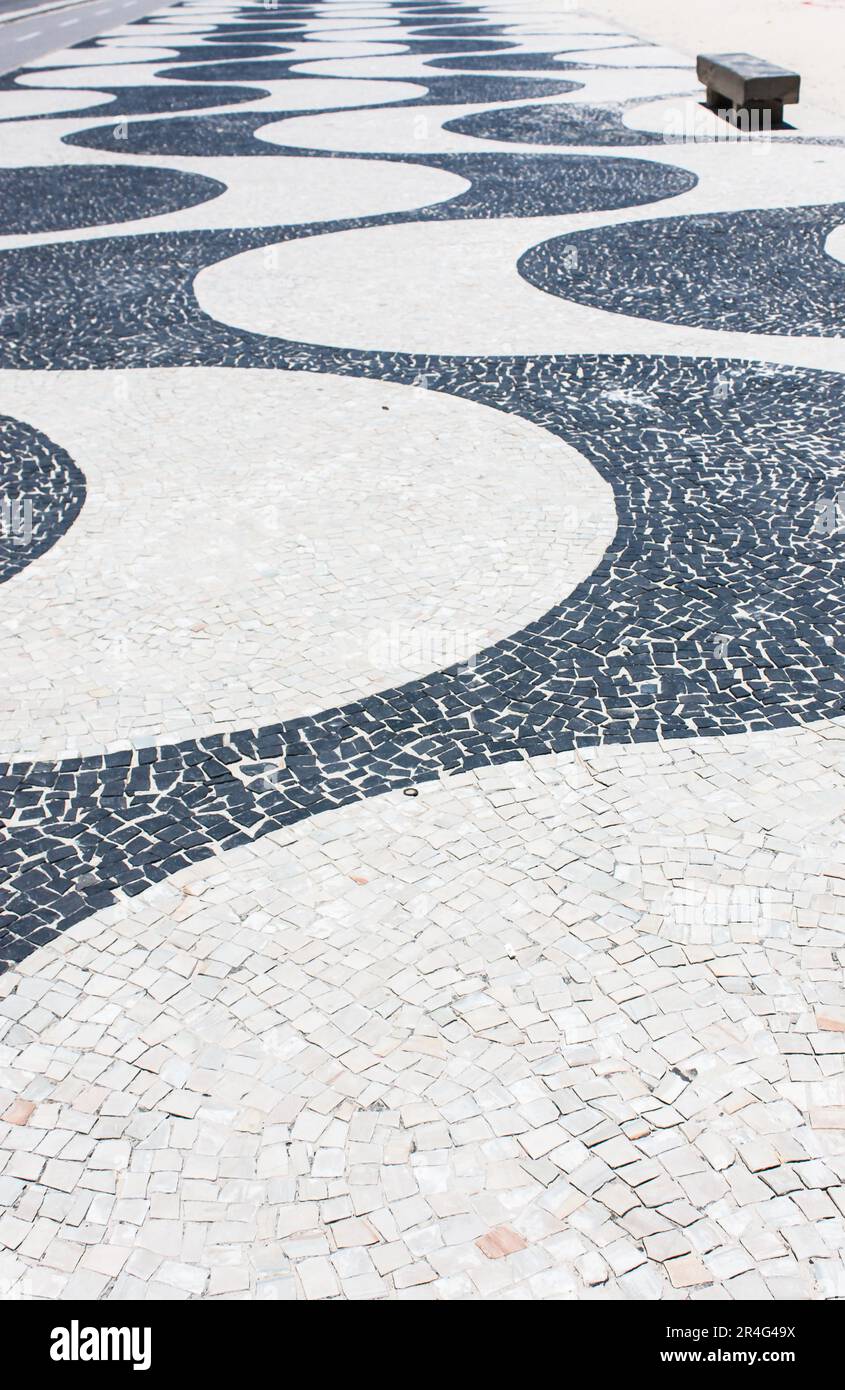 Detail of the famous Copacabana Promenade pavement in Rio de Janeiro ...