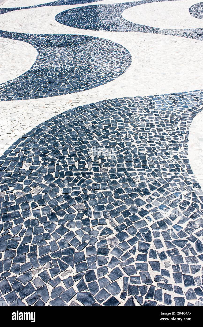 Detail of the famous Copacabana Promenade pavement in Rio de Janeiro ...