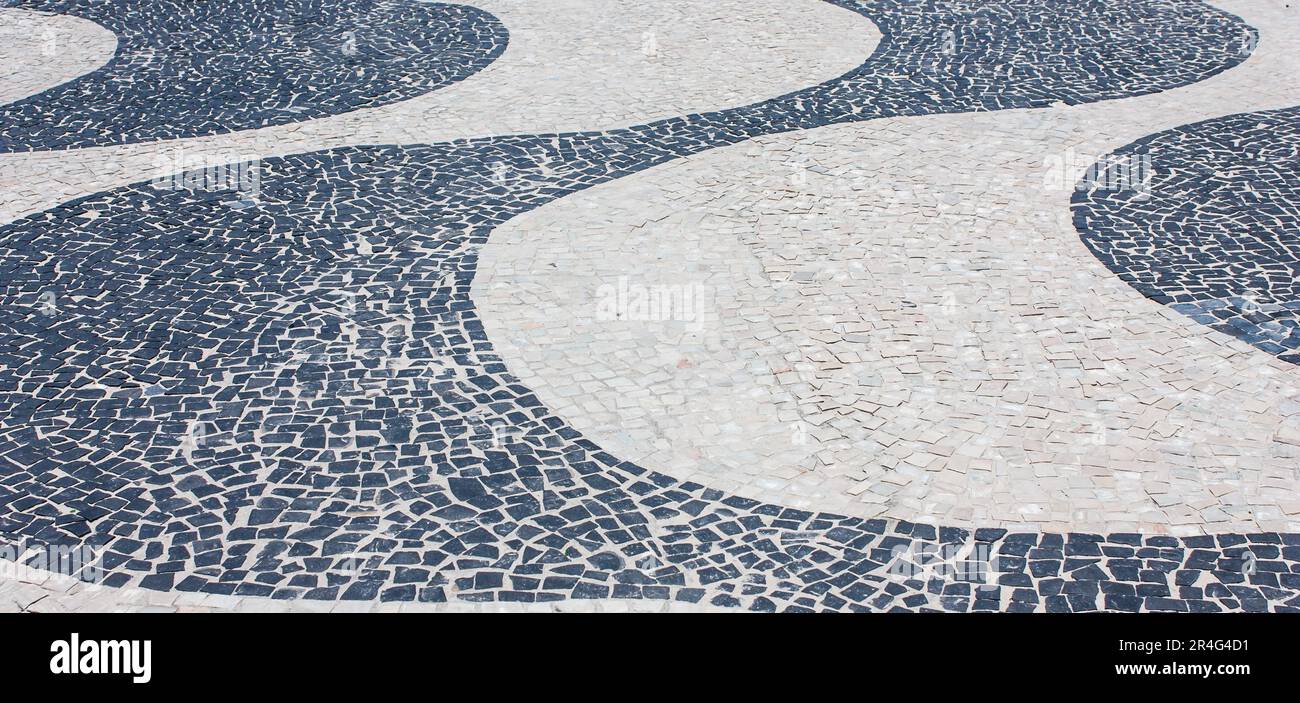 Detail of the famous Copacabana Promenade pavement in Rio de Janeiro ...