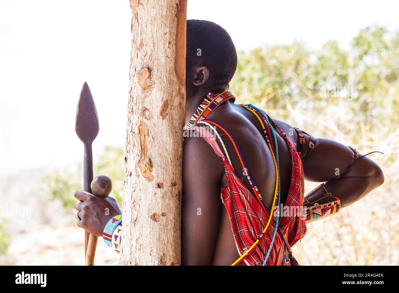 Kenya. Detail of the traditional Masai red costume Stock Photo - Alamy