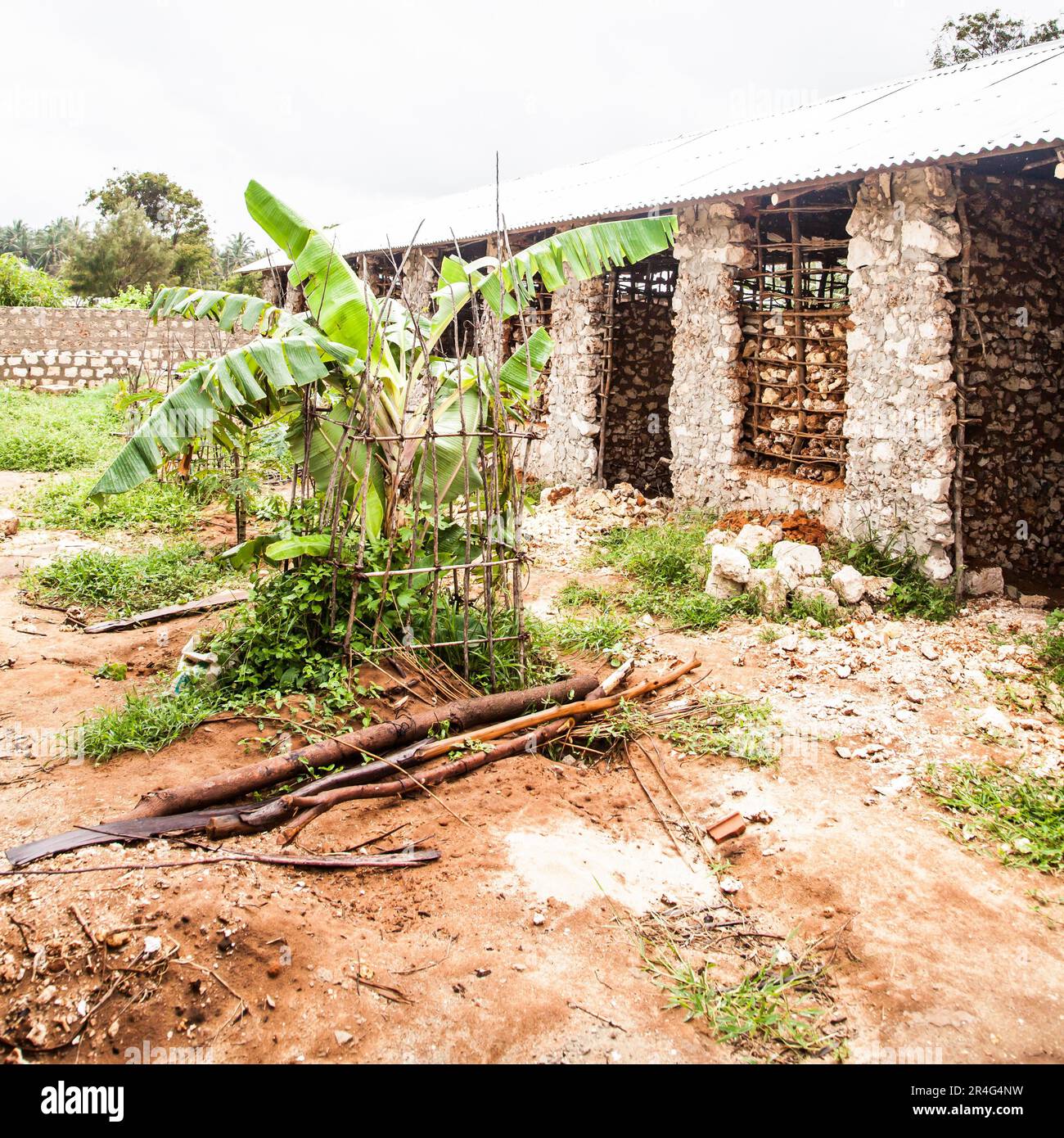 Kenya, Malindi city. Detail of traditional technique for building poor houses Stock Photo - Alamy