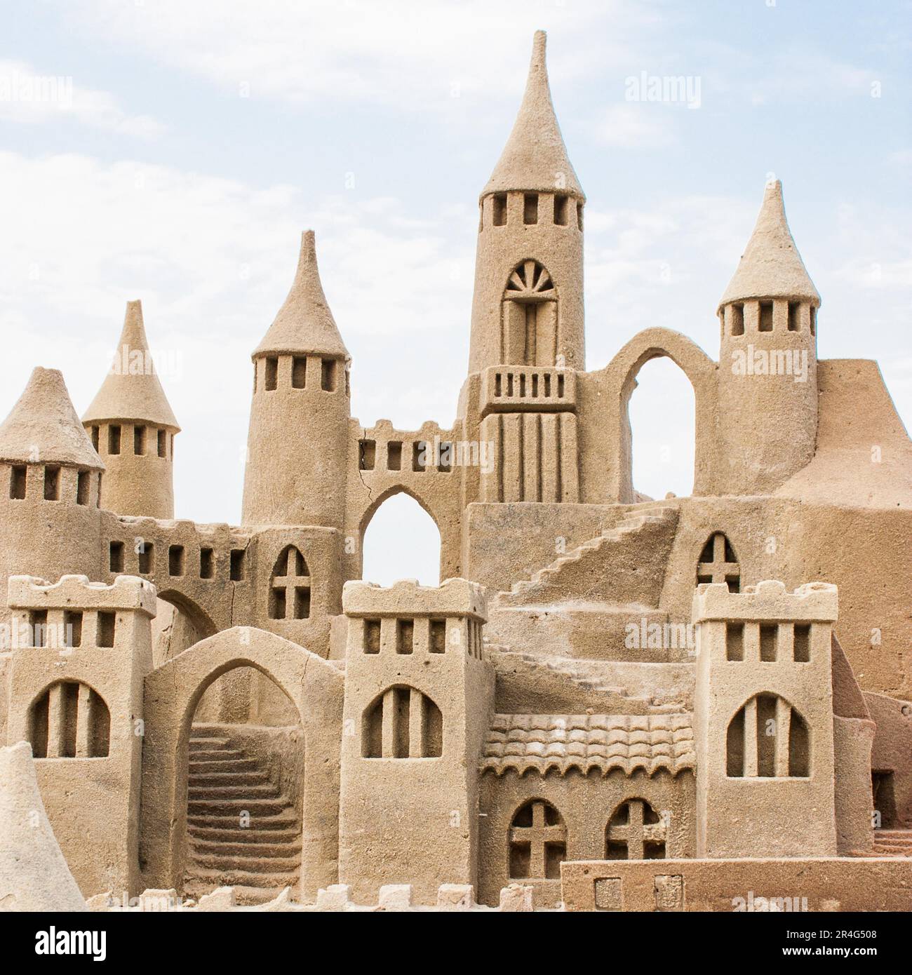 Grand sandcastle on the beach during a summer day Stock Photo - Alamy