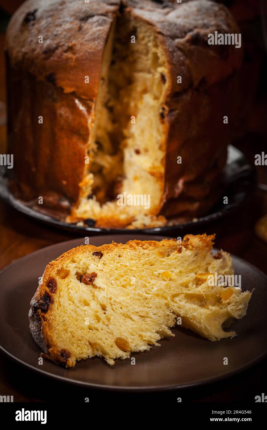 Panettone - traditional Italian Christmas cake Stock Photo - Alamy