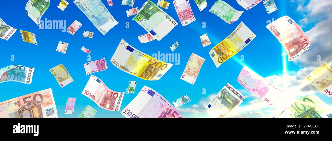 Money rain from the clouds in the sunshine Stock Photo - Alamy