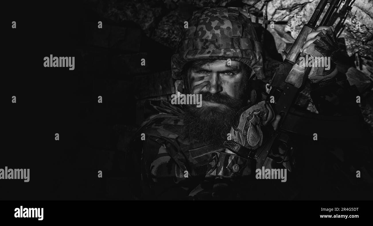 Close up portrait face of ukraine officer in uniform, soldiers killed ...