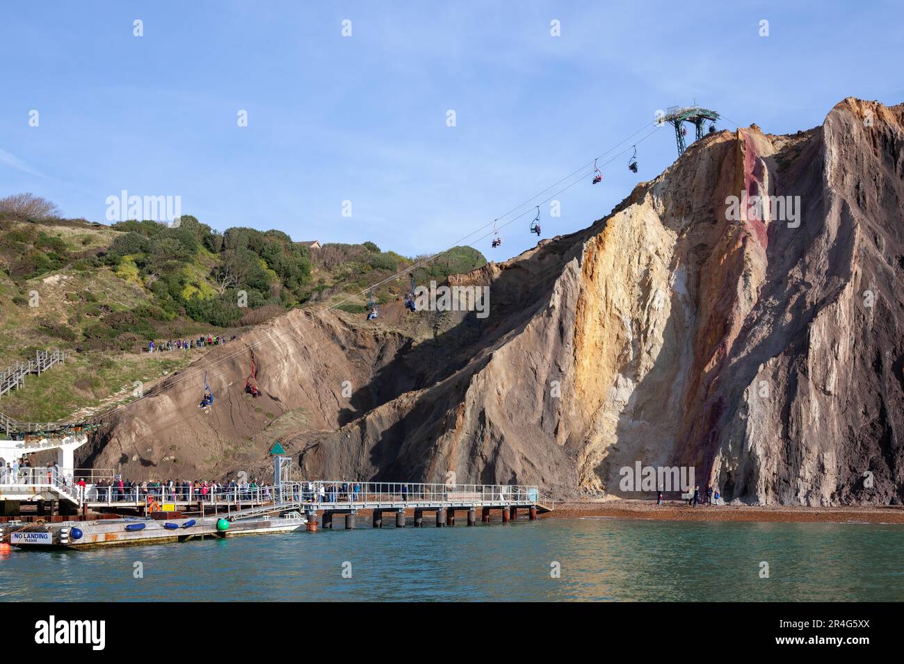 Chairlift to Alum Bay and the Needles Stock Photo - Alamy