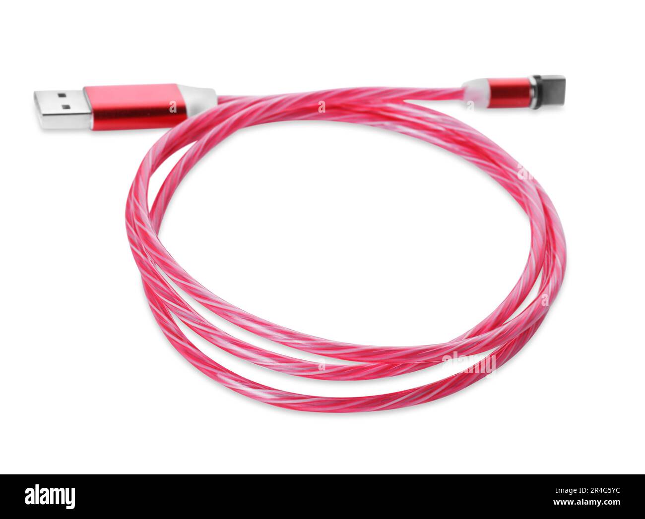 Red USB cable with type C connector isolated on white Stock Photo - Alamy