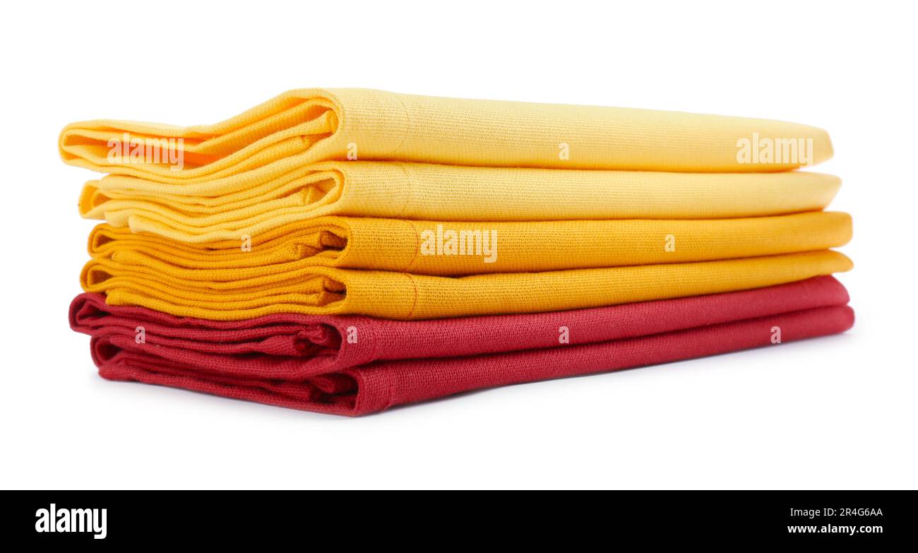 Stack of fabric napkins for table setting isolated on white Stock Photo ...