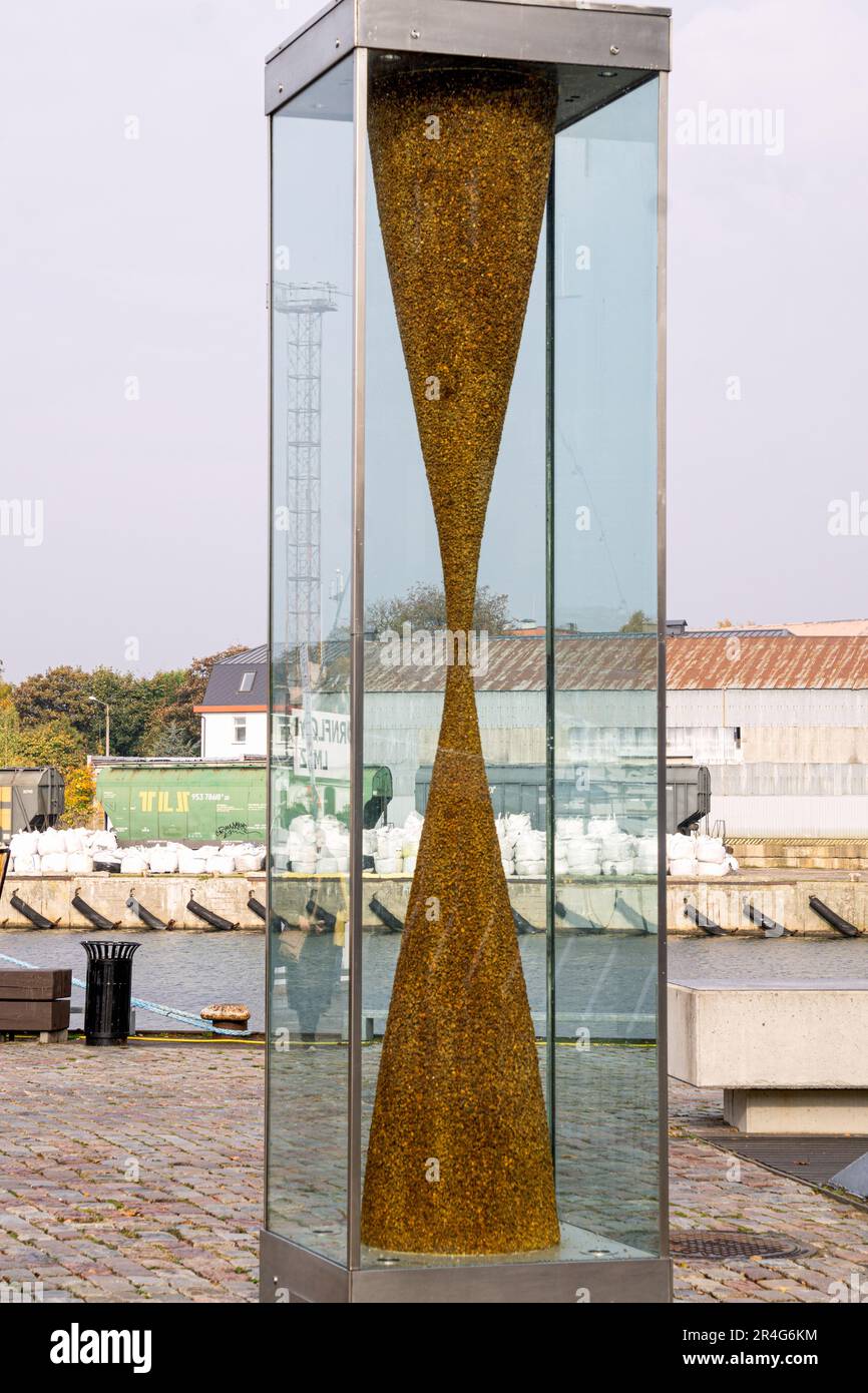 Large decorative hourglass in a glass box in the city Stock Photo - Alamy