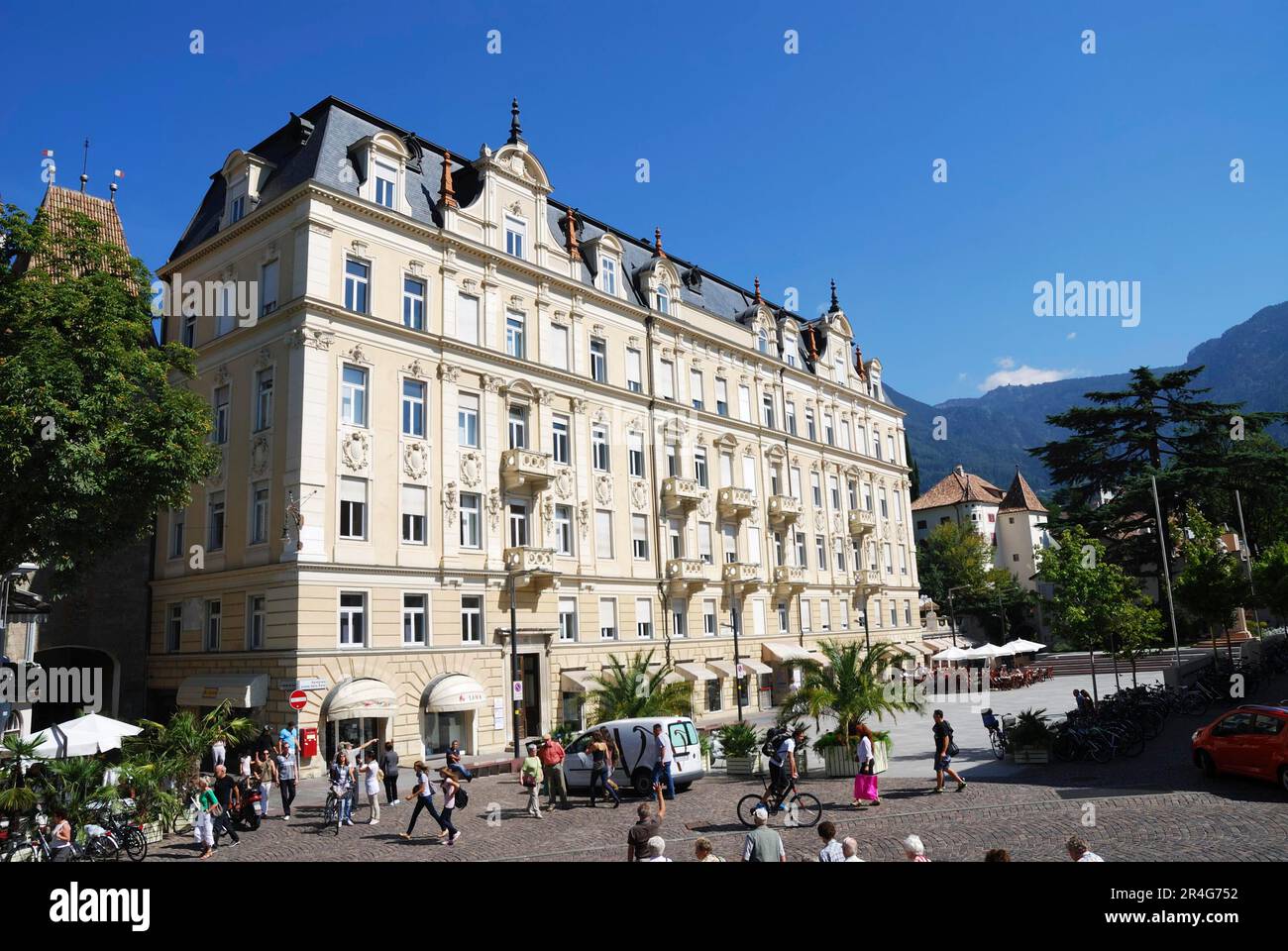MERAN, ITALY, SEPTEMBER 7: Tourists at the Passerpromenade in Meran ...