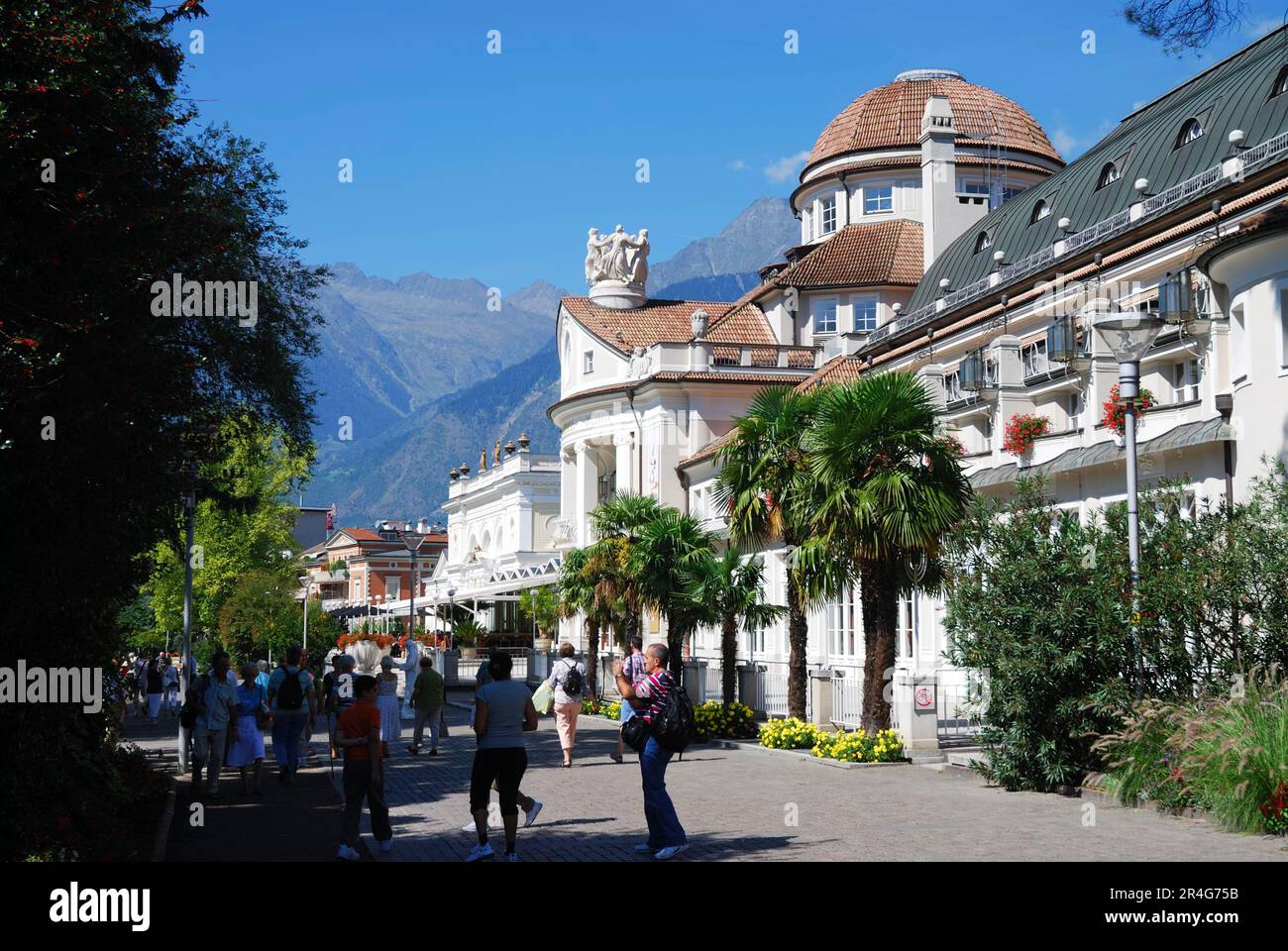 MERAN, ITALY, SEPTEMBER 7: Tourists at the Passerpromenade in Meran ...