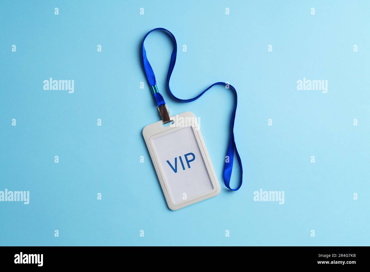 Plastic vip badge on light blue background, top view Stock Photo - Alamy