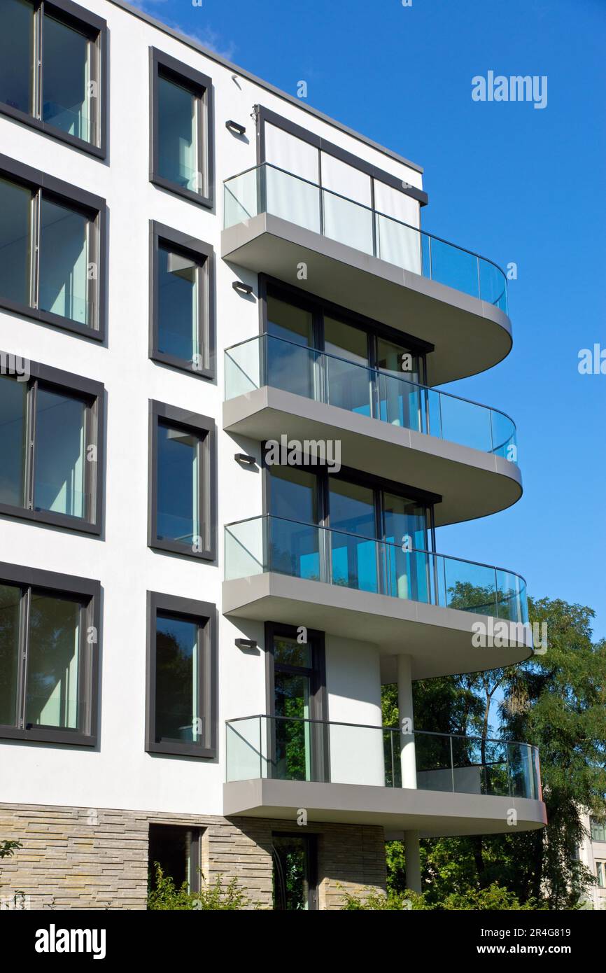 Modern apartment building with round balconies Stock Photo - Alamy