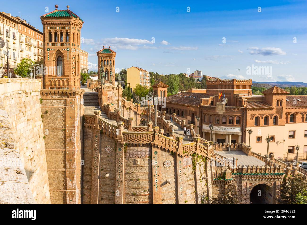 Historic Oval Stairs in mudejar building style in Teruel, Spain Stock ...