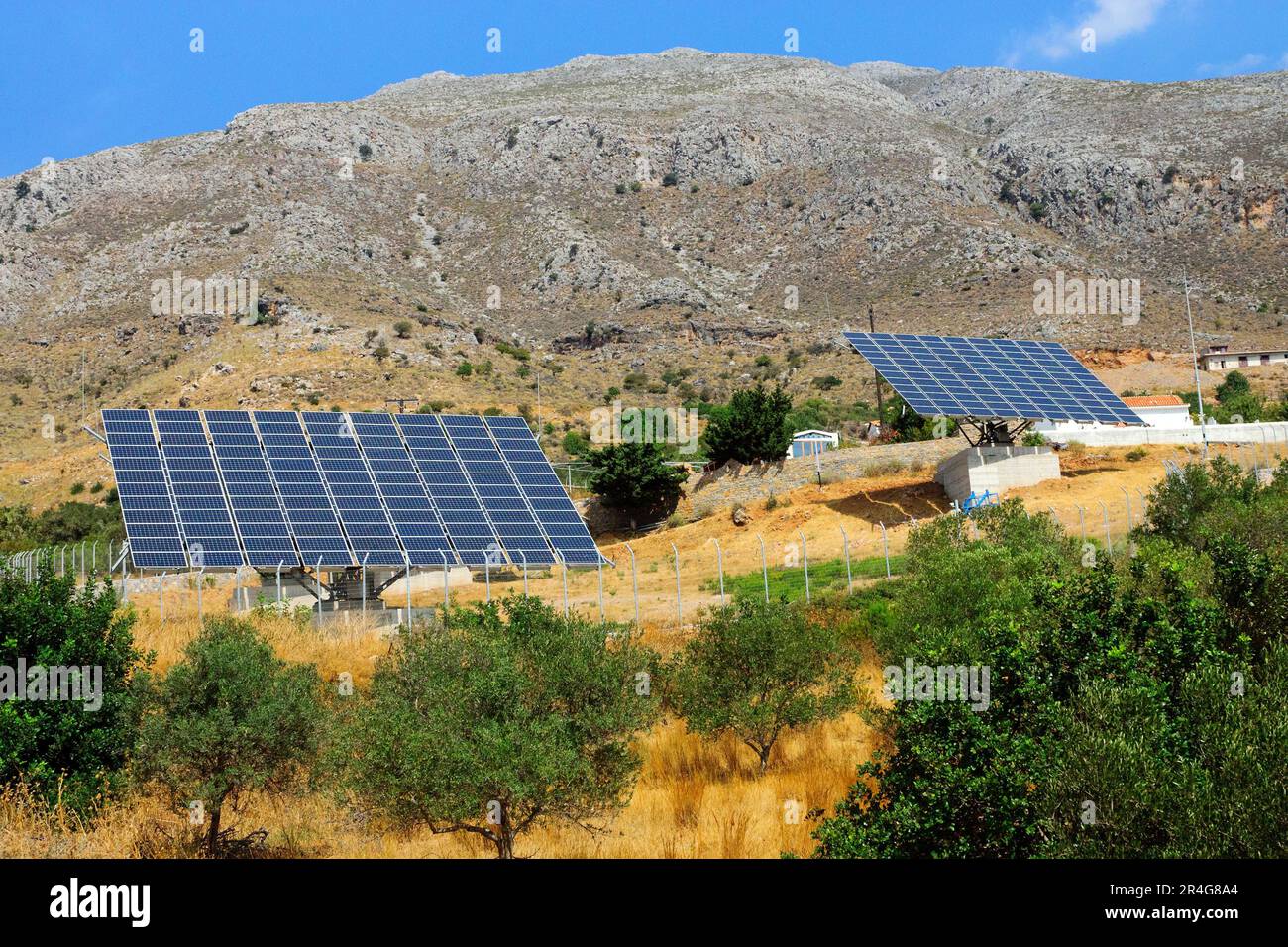 Two solar plants on Crete, Greece Stock Photo - Alamy
