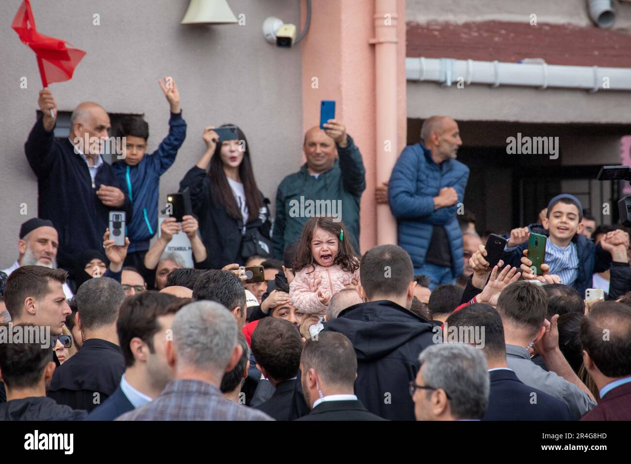 May 28, 2023: Turkish President Recep Tayyip Erdogan departs from a school with his wife Emine ...