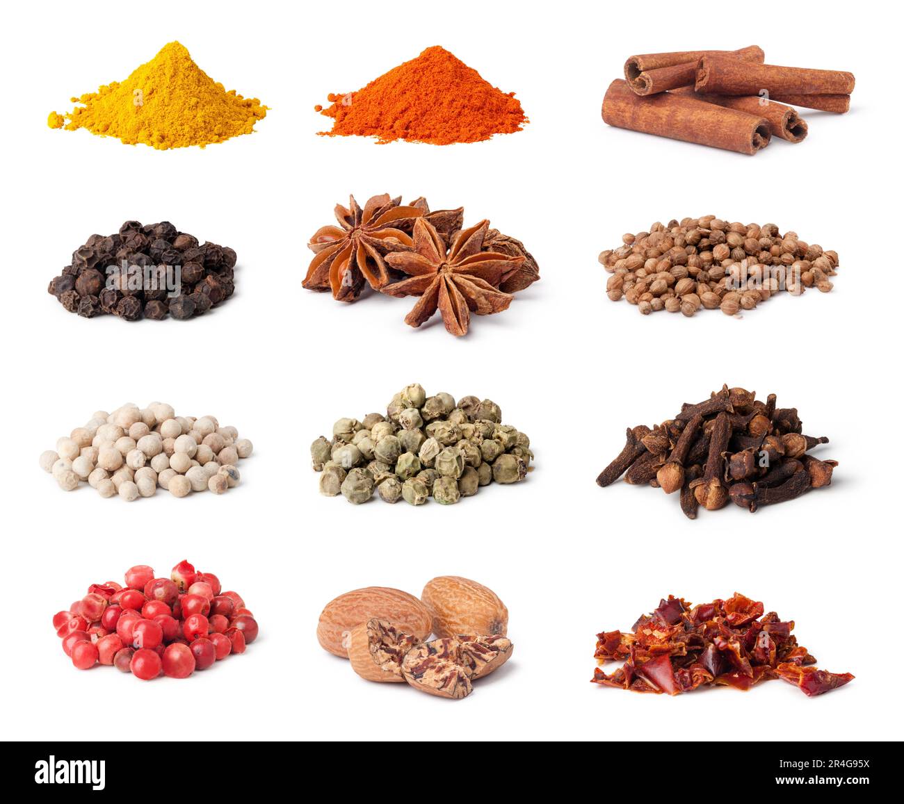 Spice collection isolated on white background Stock Photo - Alamy