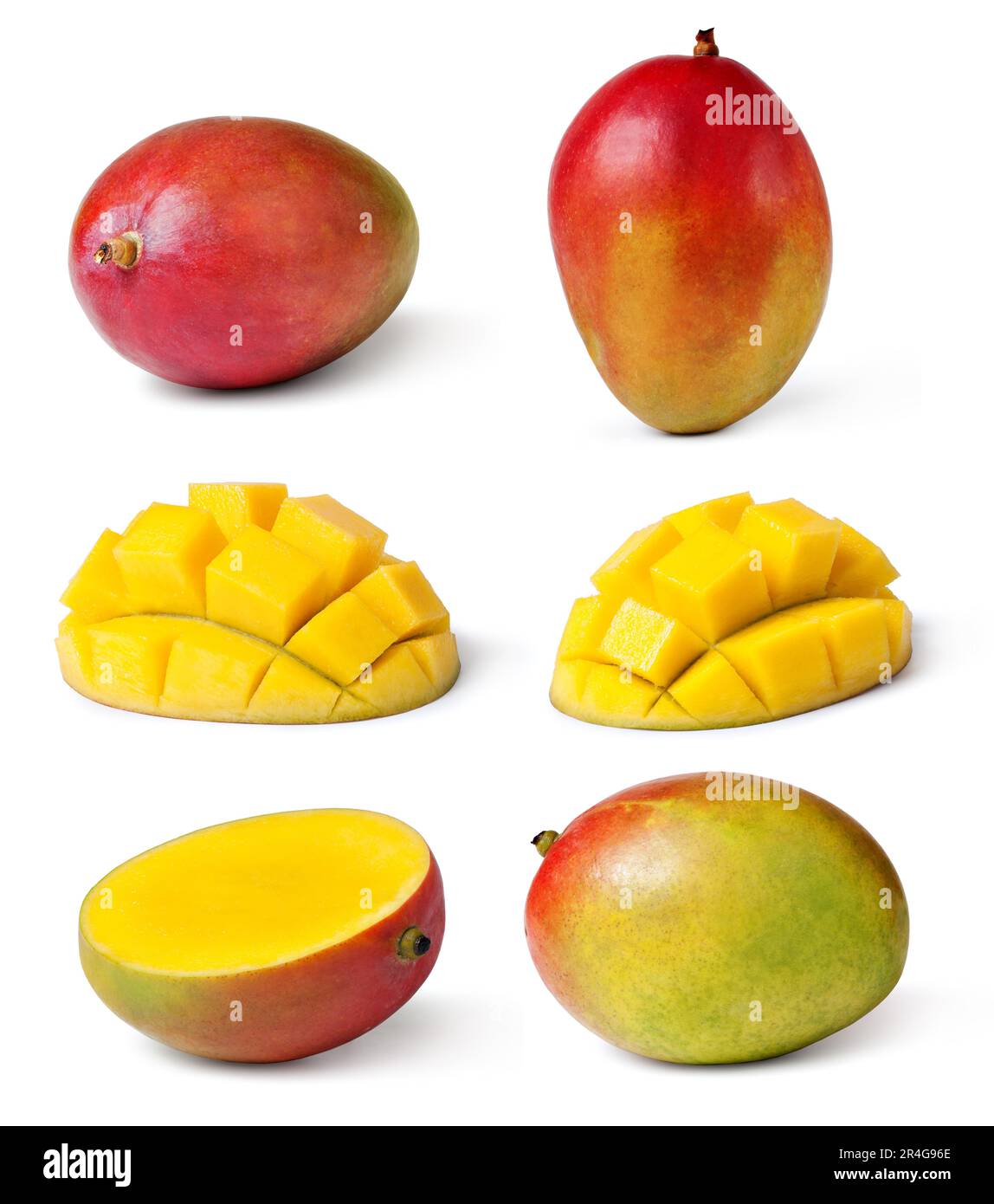 Half cut and whole mango fruits on white background Stock Photo - Alamy